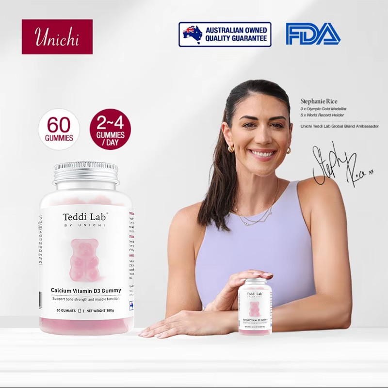 Unichi Calcium D3 Gummy Bear 60 Capsules Unichi钙D3小熊软糖 钙+D3同补 助钙吸收 强化骨骼 ...