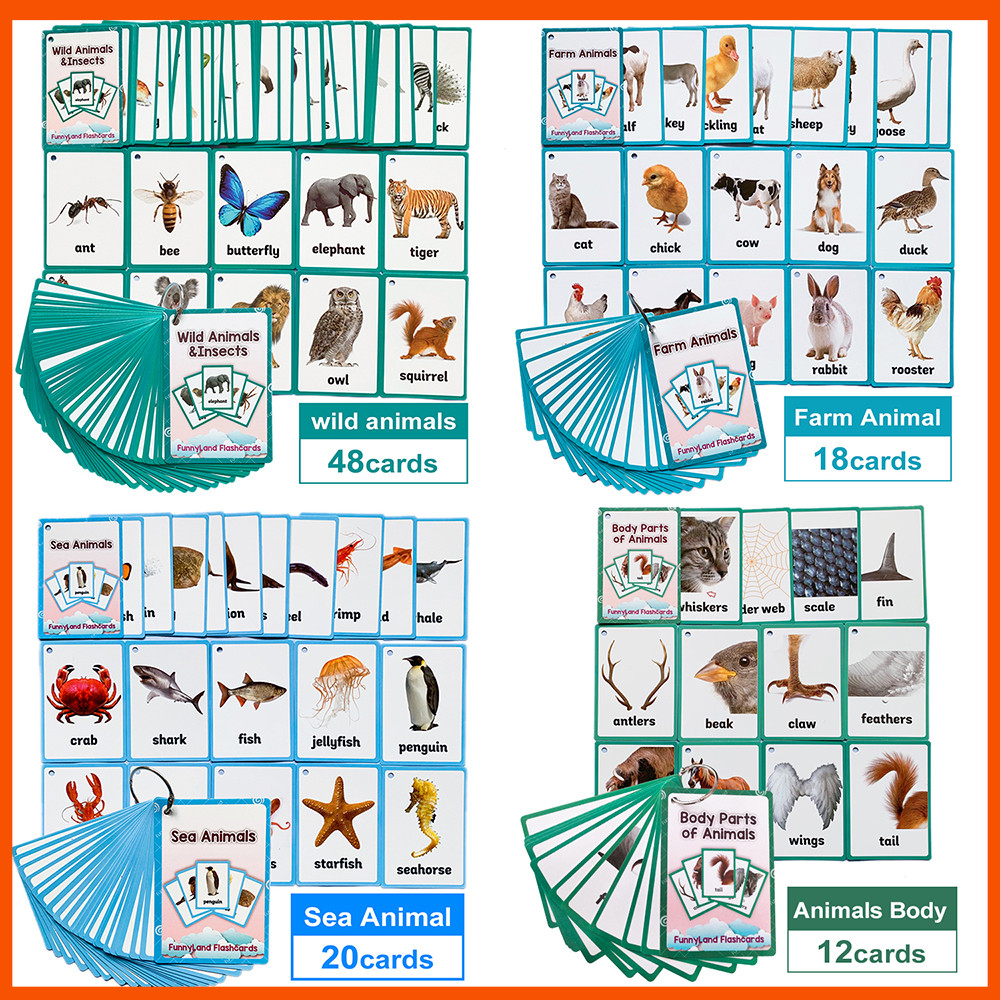 Montessori Animal Flash Cards for Kids Ages 3-6: Wild/Farm/Sea Animals ...