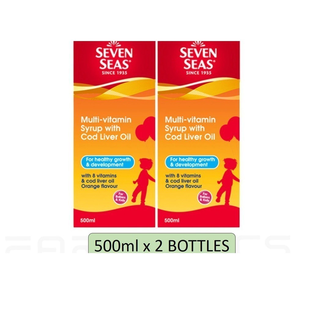 Seven Seas Kids Multivitamin Syrup with Cod Liver Oil 500ml x 2 bottles ...