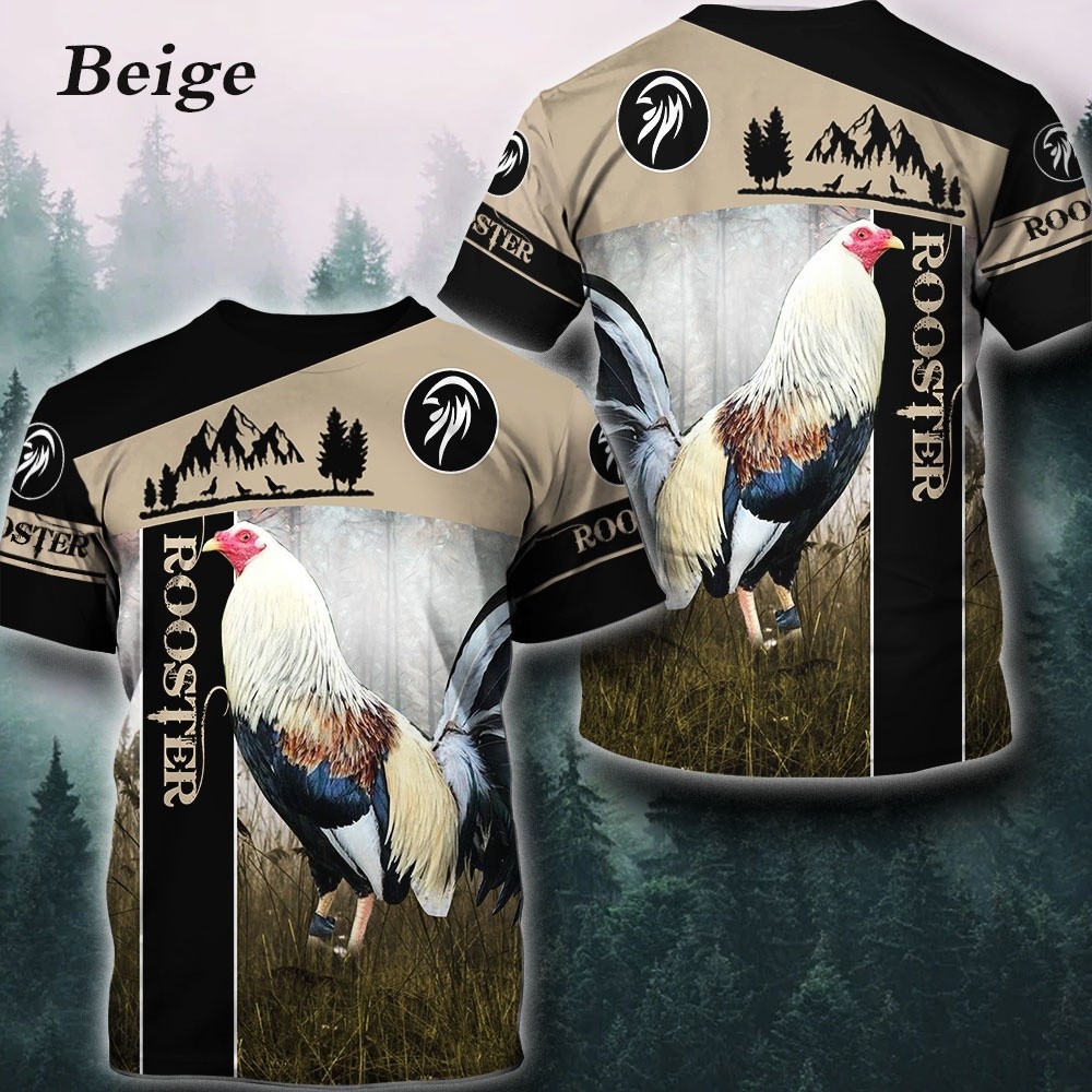 Fashion rooster printed short sleeved T-shirt Summer men's new ...