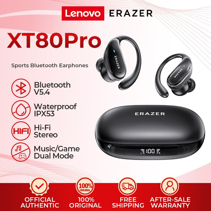 Lenovo ERAZER XT80 ANC sukan Bluetooth fon telinga fon kepala tanpa ...
