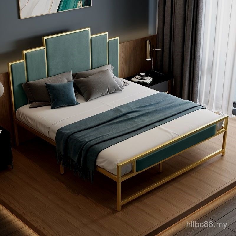 Nordic Light Mewah Katil Besi Ringkas Emas Katil Logam Upholsteri Bilik ...