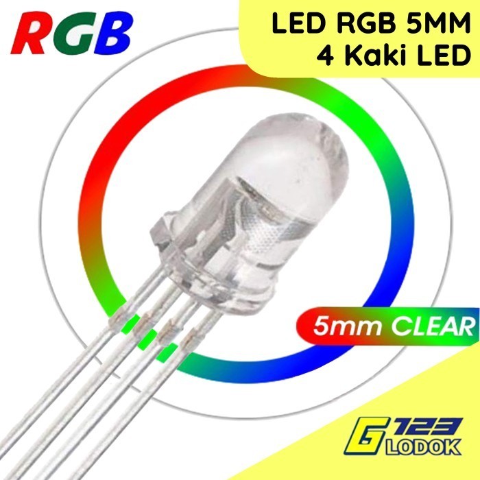 Led 5 MM RGB 4P Multi Tri Color Foot Pin Color Lights Transparent Clear ...