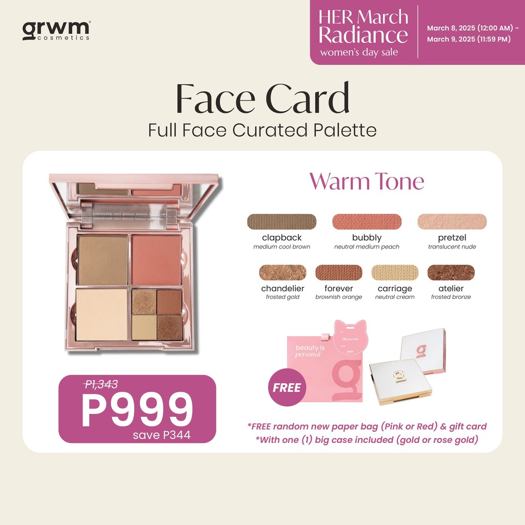 GRWM Cosmetics Face Card Full Face Curated Palette | Shopee Malaysia