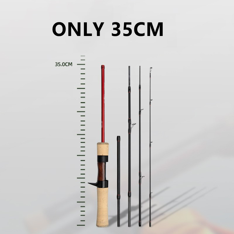 5PCS protable Fishing rod MINI spinning rod Fuji guide Baitcasting Rod ...
