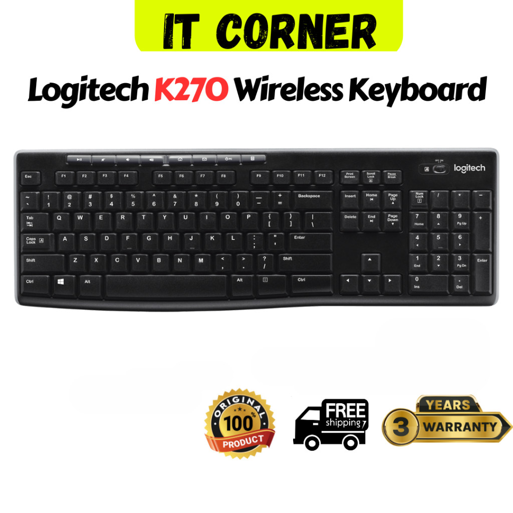 Logitech K270 Wireless Keyboard for Windows, 2.4 GHz Wireless, Full ...