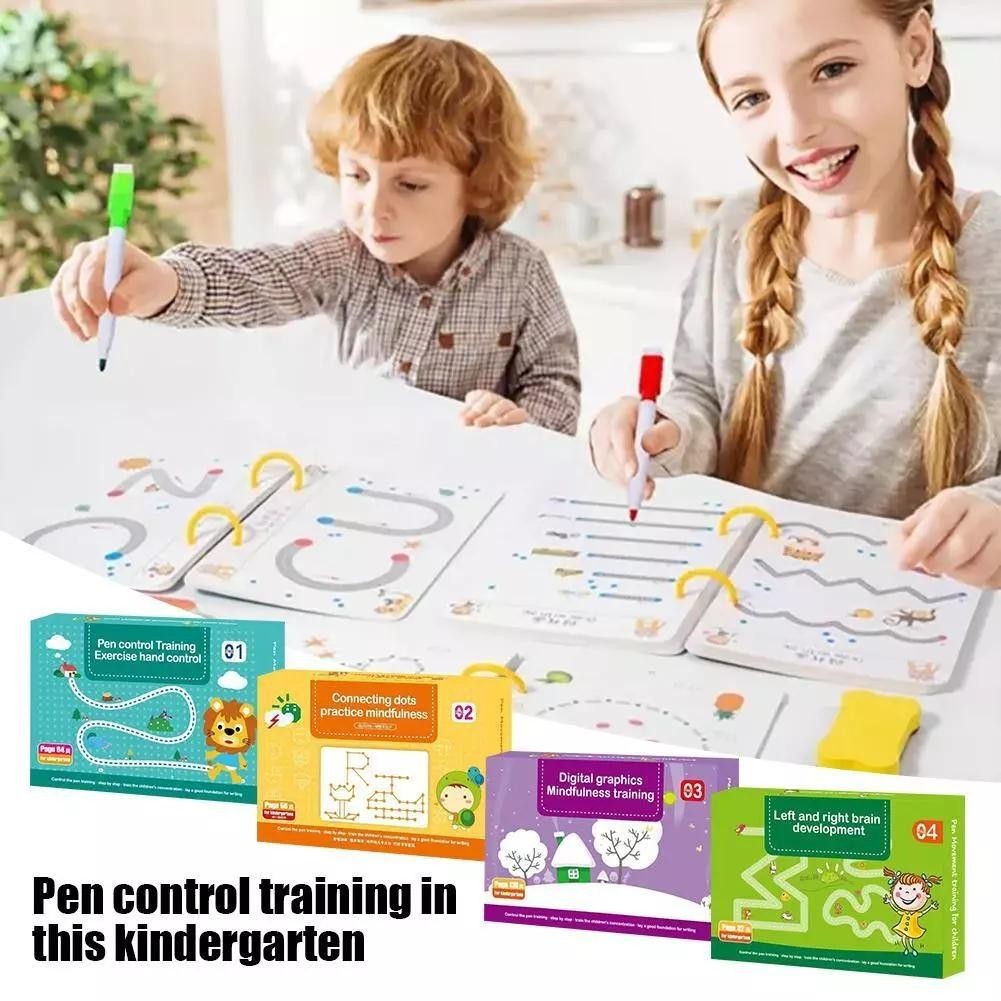 Kid Tracing Workbook With Erasable Pen Control Educational Training Toy ...