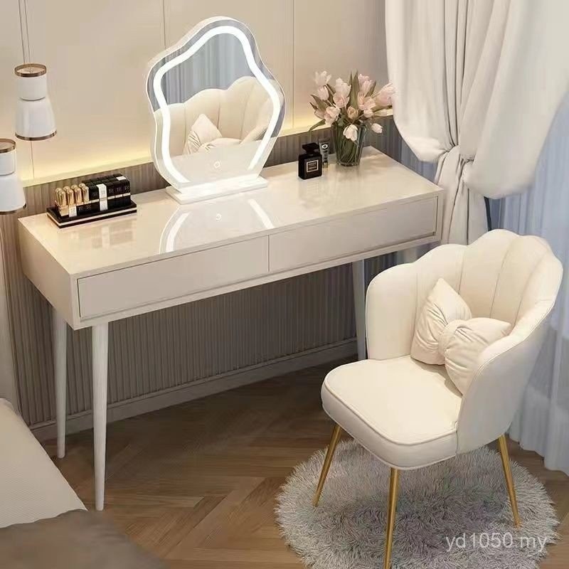Cream Round Modern Simple Bedroom One-Piece Dressing Table Drawer ...