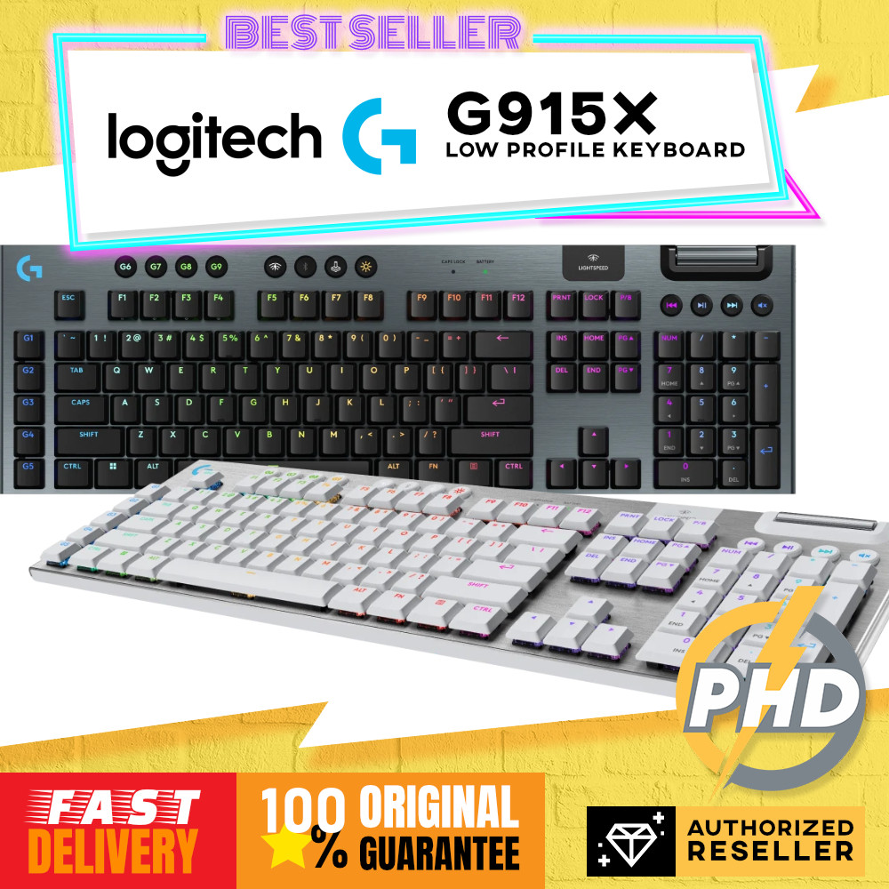 Logitech G915 X LIGHTSPEED Low-Profile Wireless Gaming Keyboard, Double ...