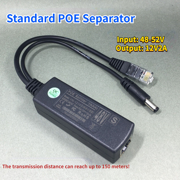 Standard POE Separator for Security Cameras 48V To 12V POE Converter Monitor CCTV POE Separator ...