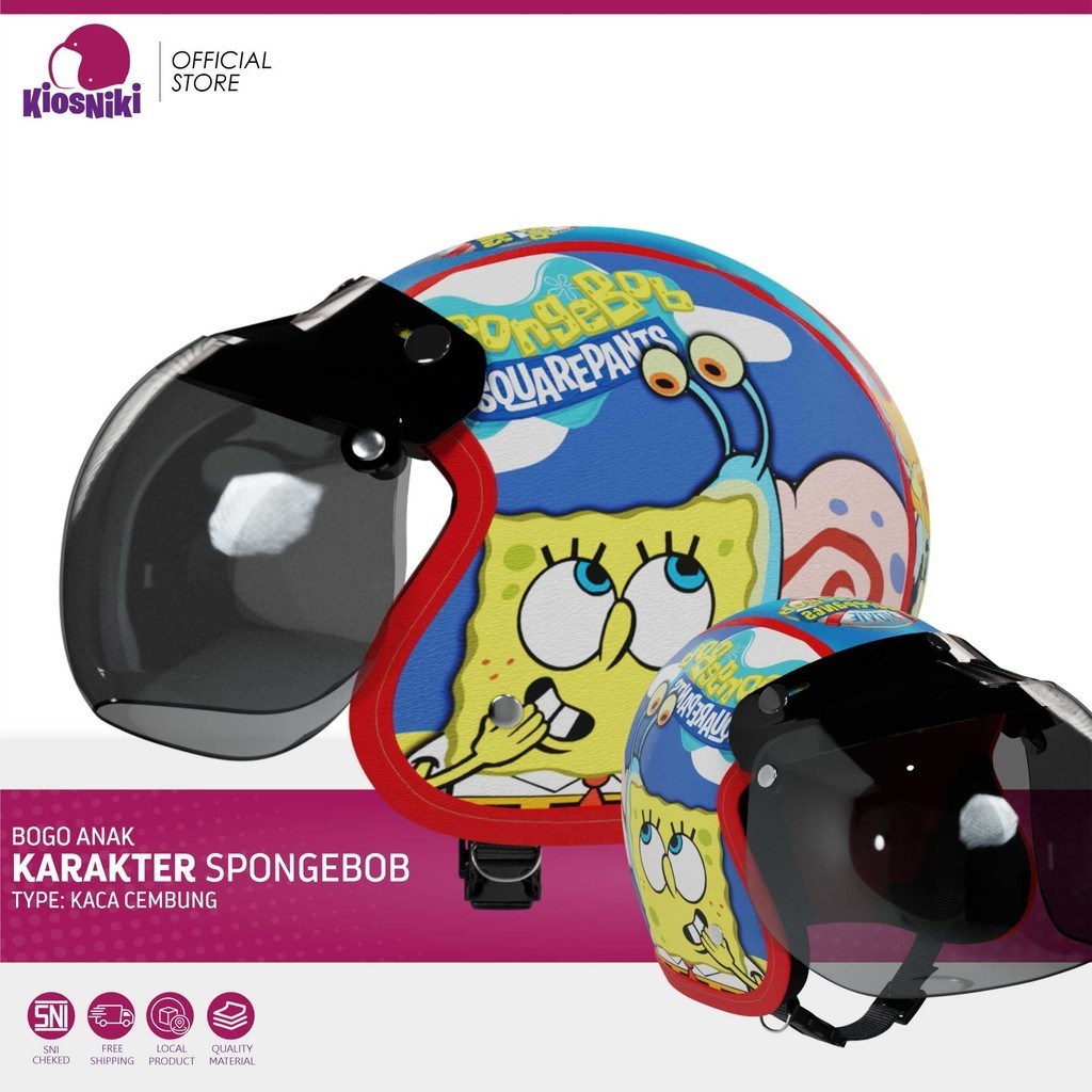 Bogo Helmet Children 2-7 Years SNI Convex Glass Spongebob Cartoon ...