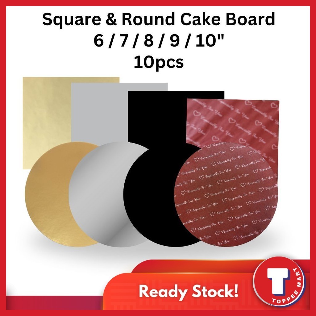 [10pcs] Round / Square Cake Board (Size 5, 6,7 ,7.5 ,8, 8.5, 9, 9.5,10 ...