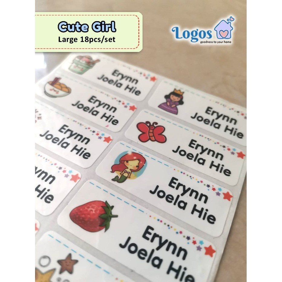 Cute Girl LARGE Kawaii Sticker waterproof name label girl name Sticker ...