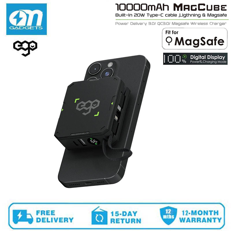 EGO MAGCUBE MC-10 10000mAh Magsafe Powerbank With PD 3.0 20W And 15W ...