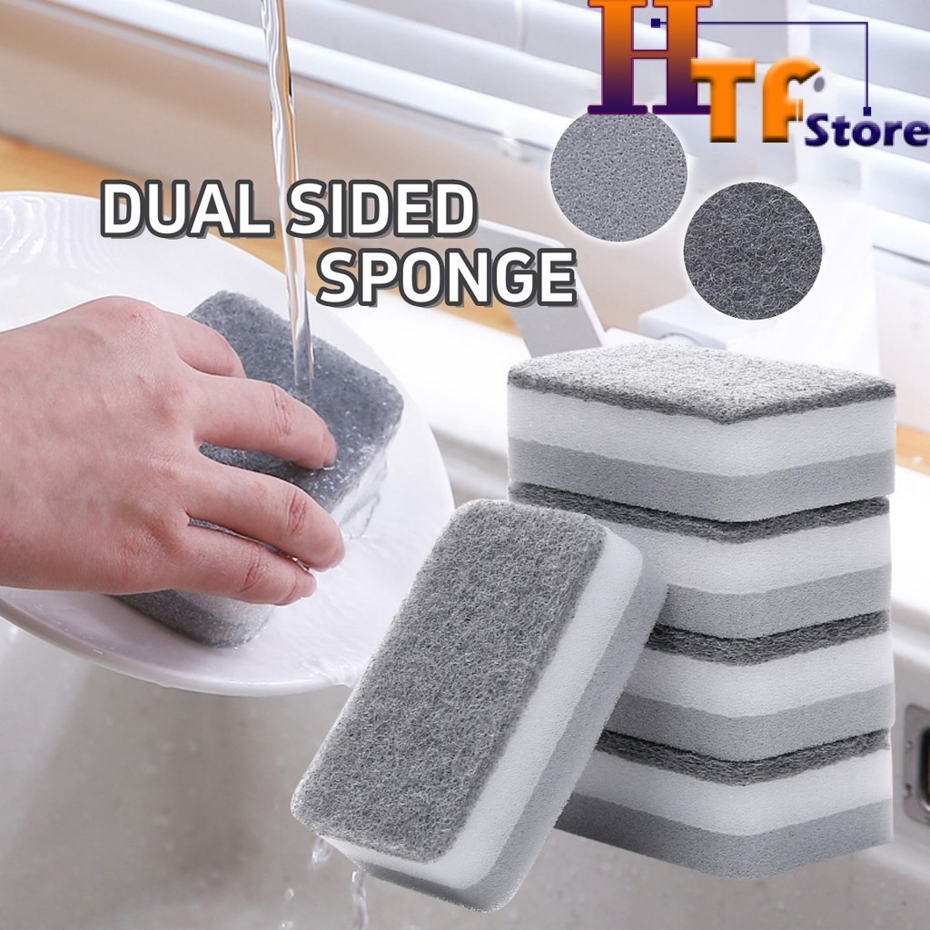 Dual Sided Multipurpose Dishwashing Sponges Three Layered Scouring Pad ...