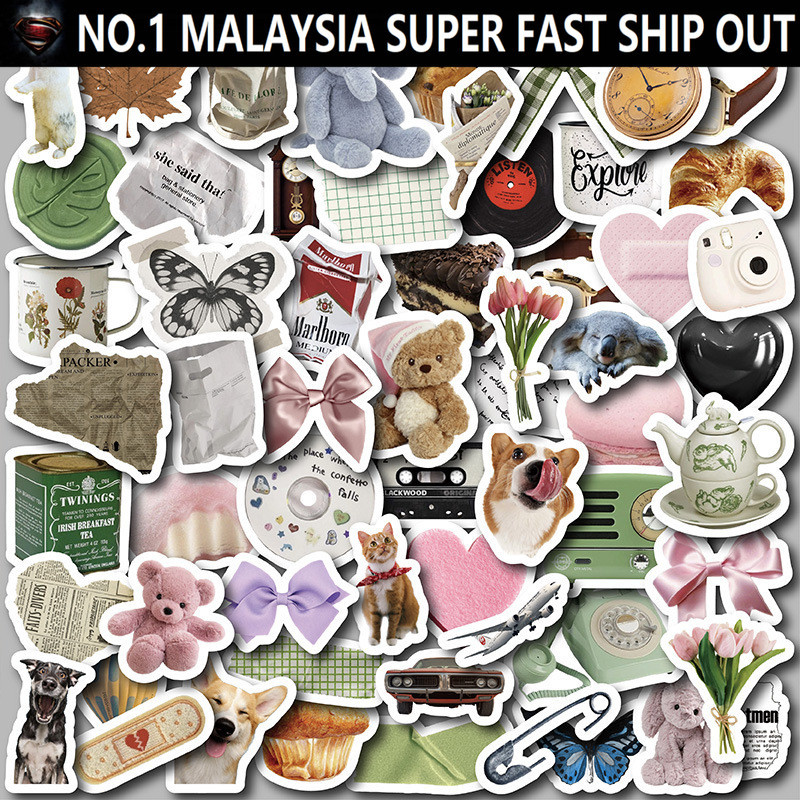 SP 58 Sheets ins Style Small Objects Handbook Stickers Cartoon Creative ...