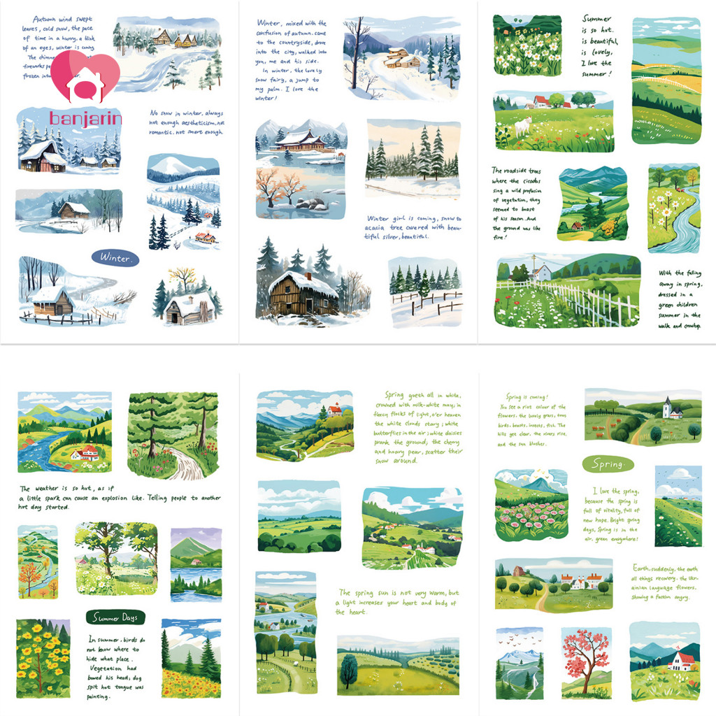 Banjarin Pvc Adhesive Stickers Four Seasons Stickers 4 Seasons Scenery ...