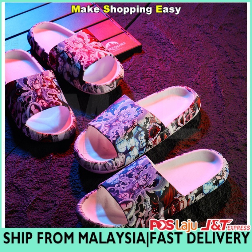 MSE Thick Cartoon Luffy 5 Gear Nika One Piece Soft Sandal Selipar ...