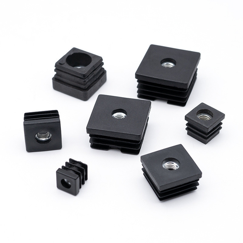 Square Plastic Pipe Plugs With M6 M8 M10 Nut Hole Black Pipe Cover ...