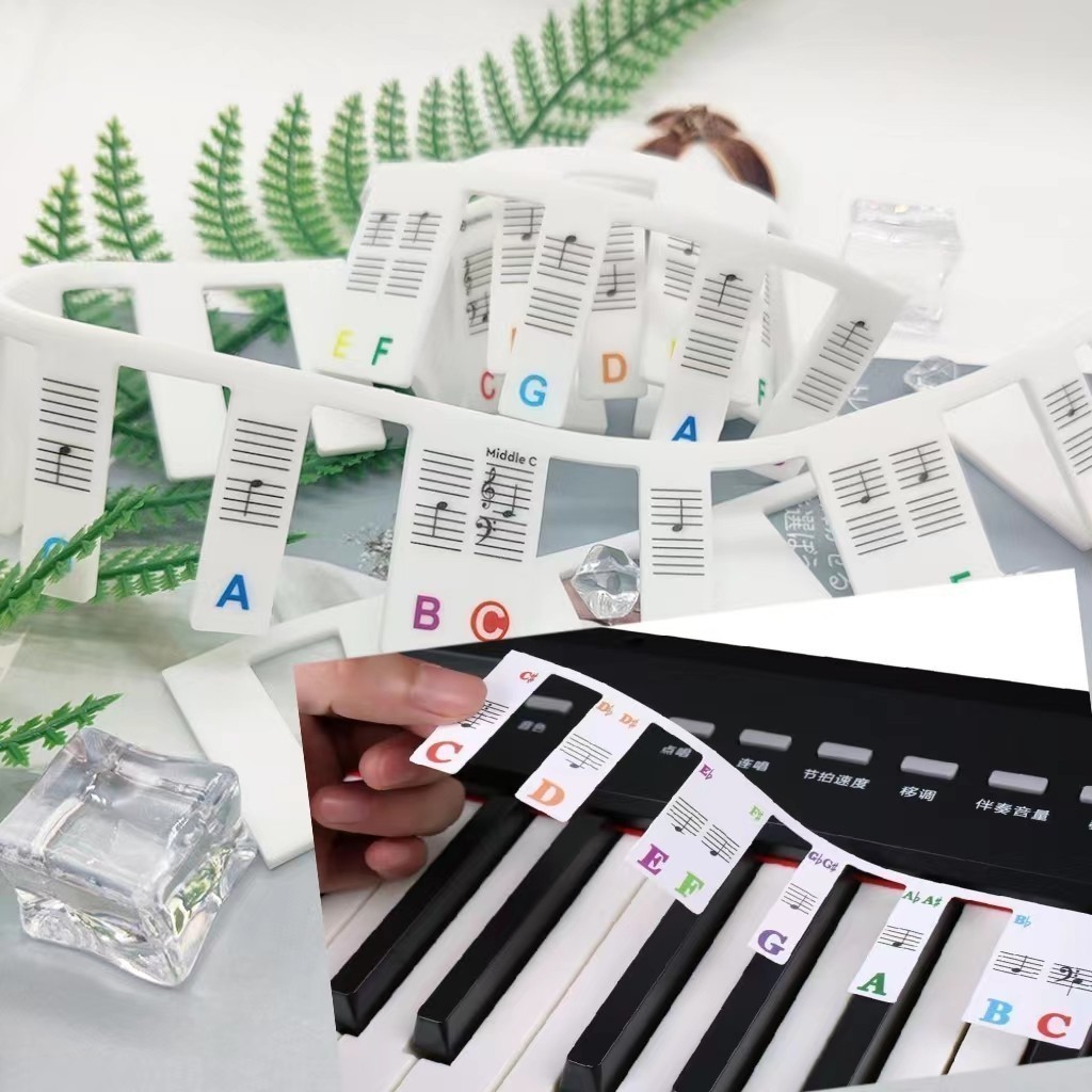 61/88 Keys Piano Beginner Reusable Silicone Piano Keyboard Note Label ...