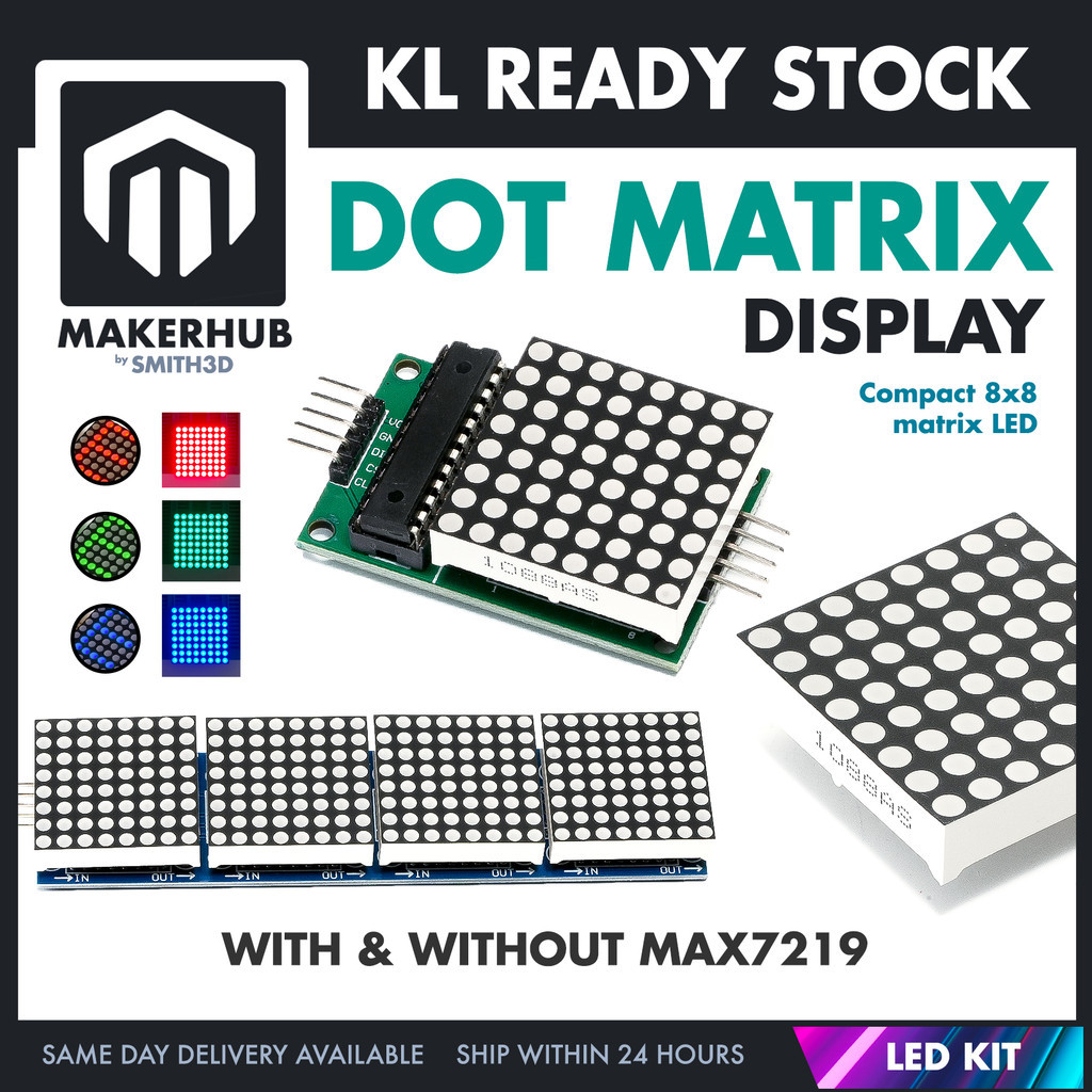 Dot Matrix Display MAX7219 Red/Green/Blue 8 x 8 Dot Array Display For ...