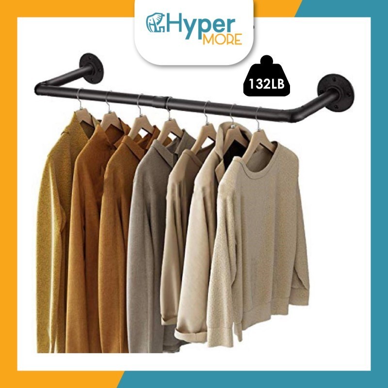 HYPERMORE Metal Rack Wall Mounted Garment Rod Clothing Hanging Bar ...