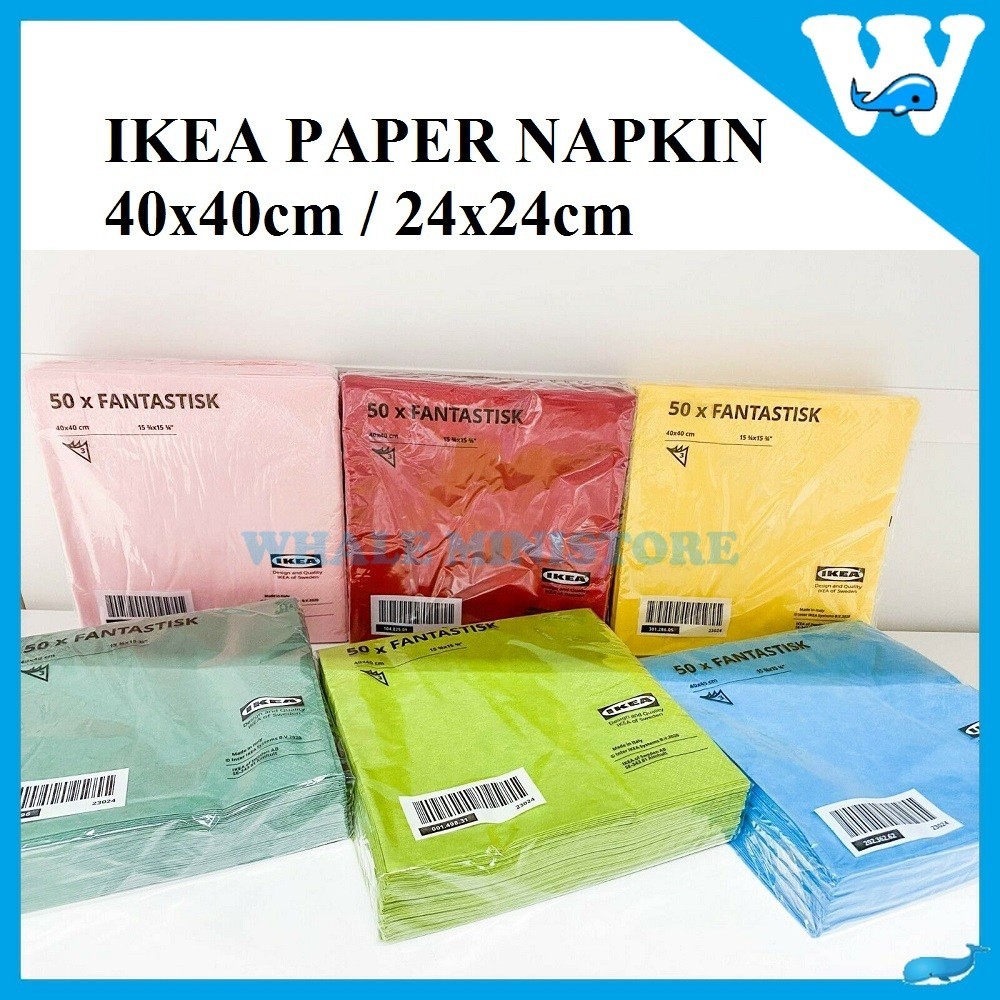 IKEA PAPER NAPKIN TISSUE 40X40CM / 24X24CM (WHITE / COLOURED) / KERTAS ...