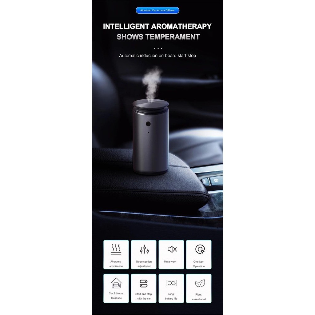 AROMA TUNNEL 10ML Car Aroma Diffuser Portable Scent Machine Rechargeable Vibration Sensor Car ...