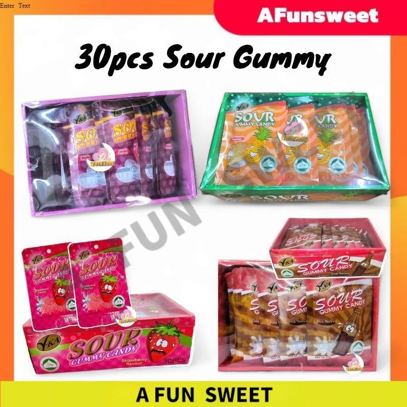 30pcs x 15g Ali Sour Gummy candy Strawberry / Cola flavour (halal ...
