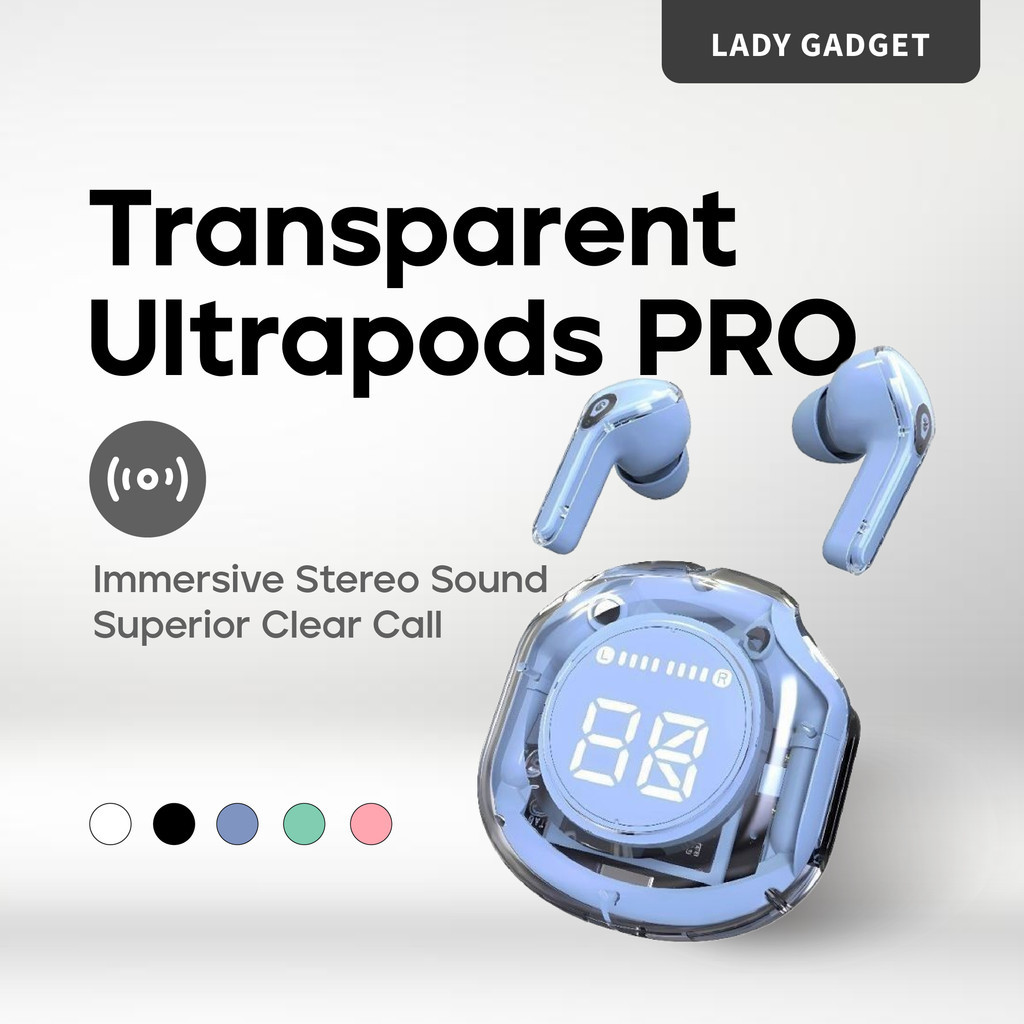 TWS Transparent Ultrapods PRO 5.3 Bluetooth Earphones Wireless Earbuds ...