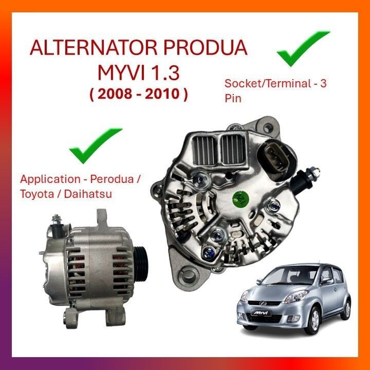 PERODUA MYVI 1.3 ALTERNATOR ( 2008 - 2010 ) 27060-87Z14 ( 3PIN 4PK ...