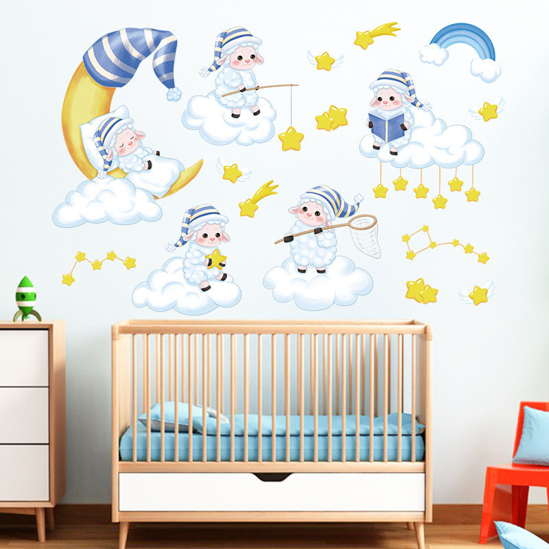 Wall Stickers Cartoon Sleeping Children Wall Stickers Creative Clouds ...