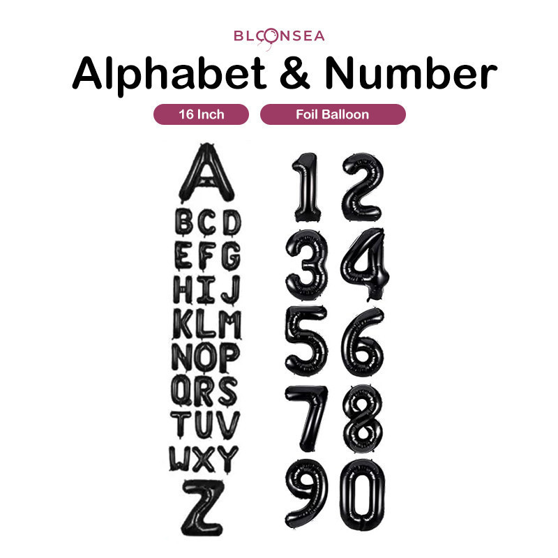 [Black] 16 Inch Alphabets Numbers Letter Huruf Nombor ABC 123 Foil ...