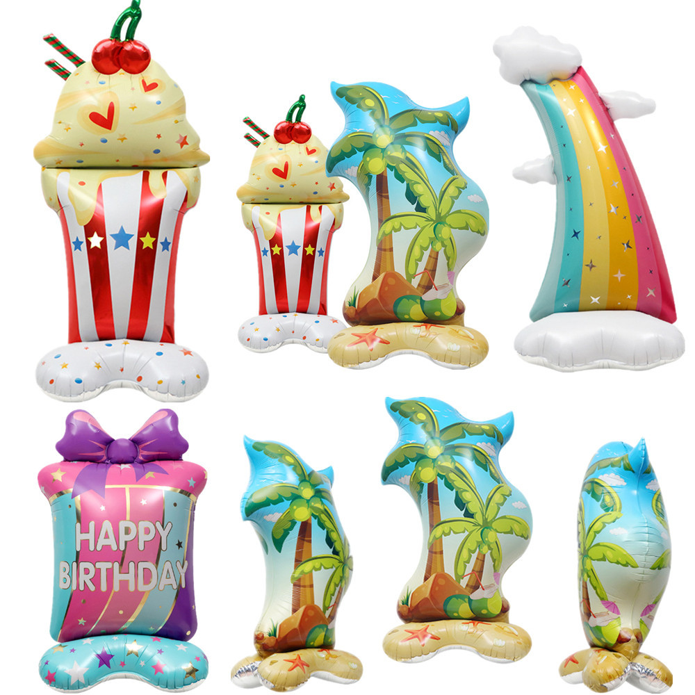 4D Standing Summer Beach Coconut Ice Cream Rainbow Cake Gift Box ...