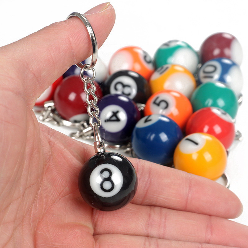 Creative 25mm Black Billiard Keychain Lucky Black No.8 Resin Ball Key ...