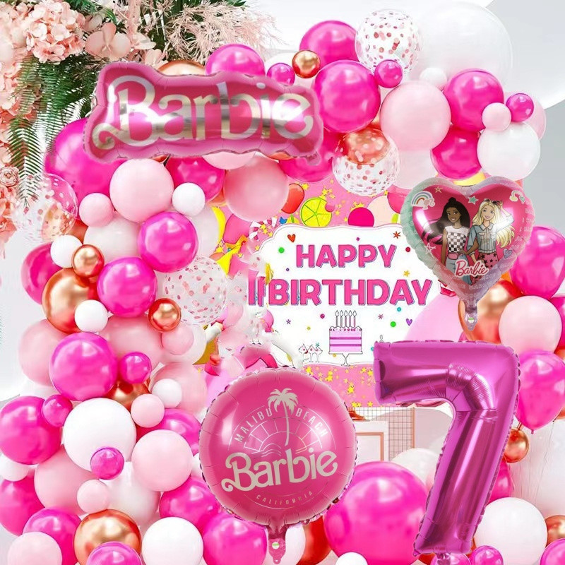 Barbie Balloons Garland Arch Kit Foil Balloons Set Girls Birthday Party ...