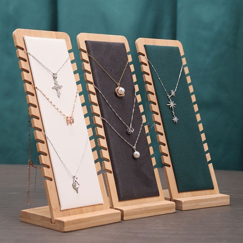 High-end Necklace Display Stand Bamboo Wood Necklace Display Stand ...