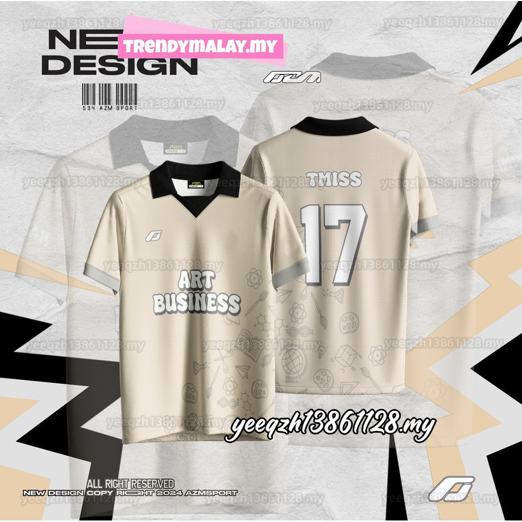 Baju ART BUSINESS Jersey Custom Name / Number Unisex Retro Collar Baju Kelas Jersi Lelaki ...