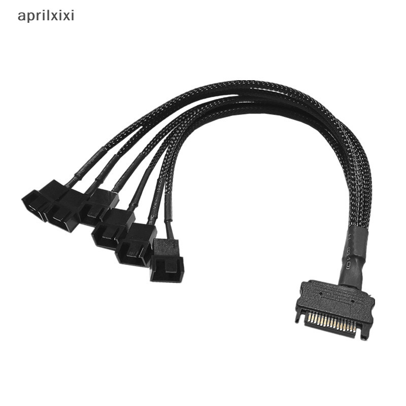 aprilxixi PC Fan Splitter 1 To 6Power Cable SATA To 4Pin Cooler Cooling ...