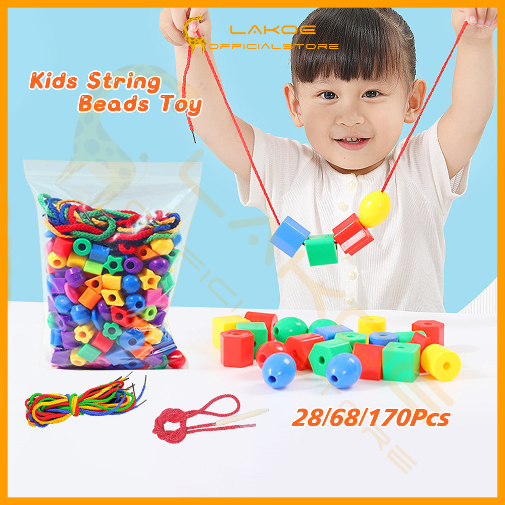 LAKOE 28/68/170Pcs Kids String Beads Toy Training Beads Montessori ...