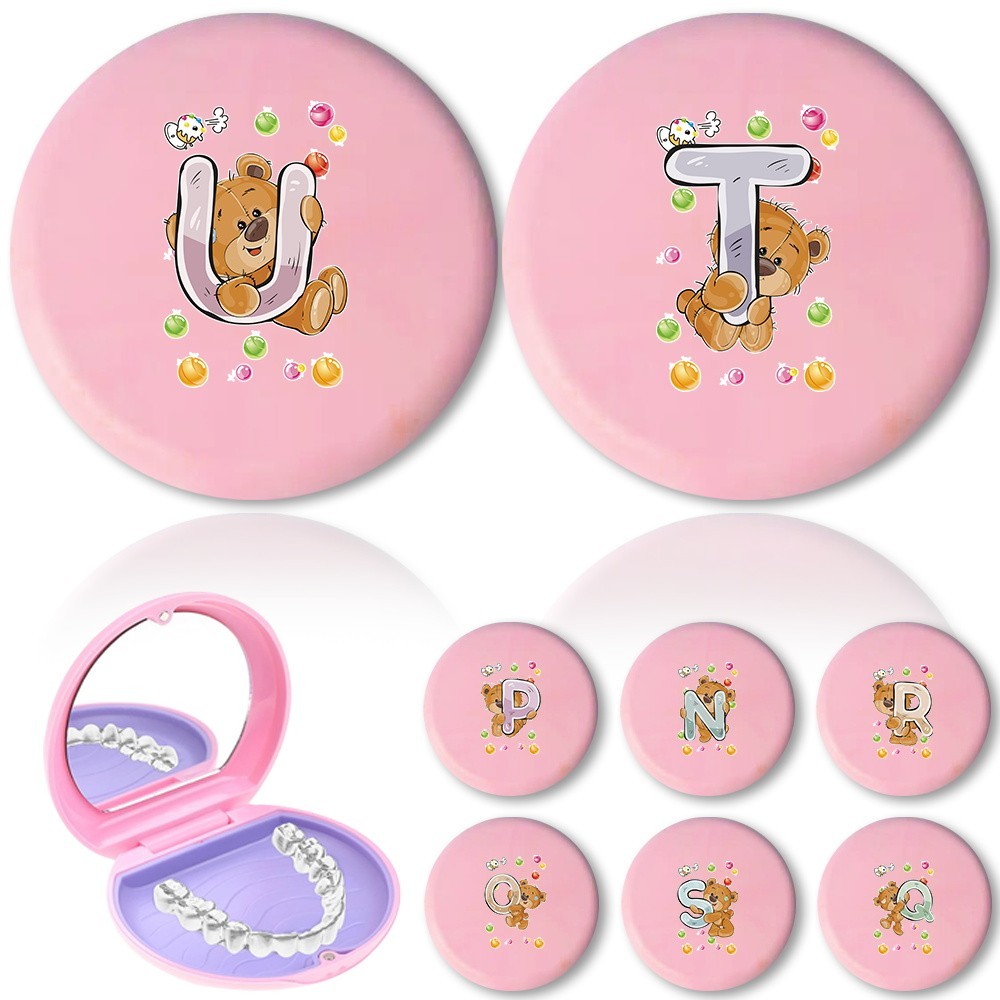 Denture Organizer Milk Teeth Case Daily Bear Letter Pattern Teeth Box ...