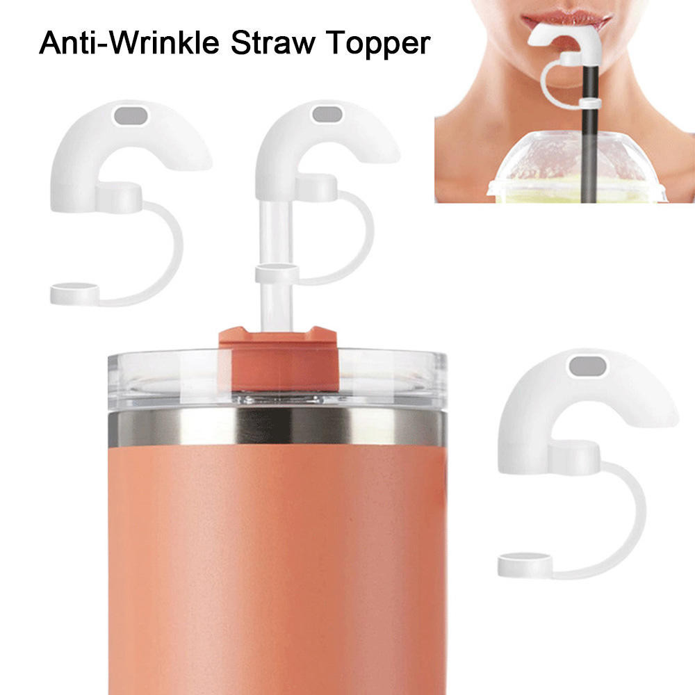 Anti-Wrinkle Straw Topper Reusable Silicone Straw Stopper With Cover ...