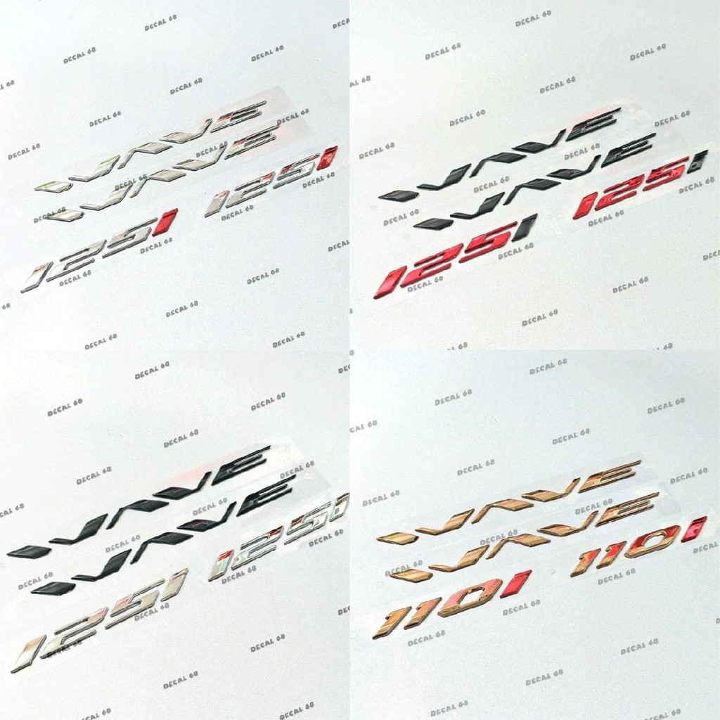 Wave 125i 110i Stamp Hard Embossed Letters 3D Sharp Durable Sticker ...