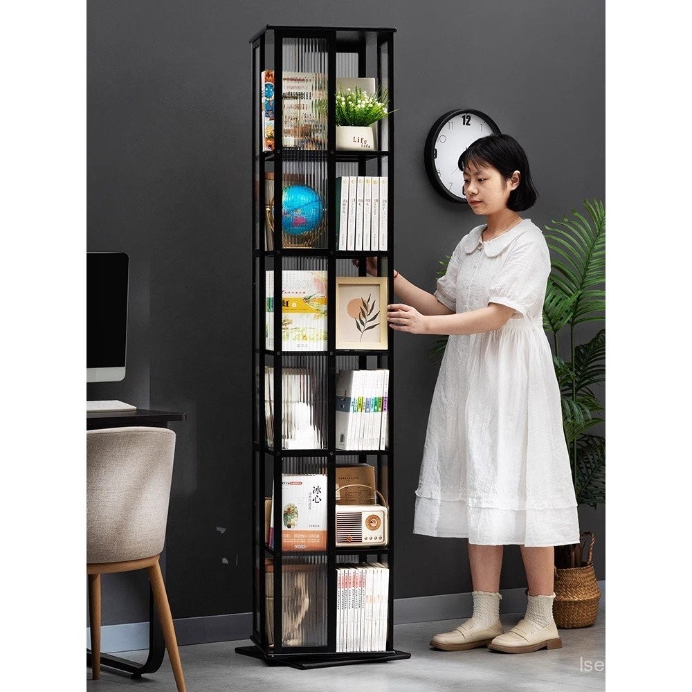 Rotating Bookshelf Floor Rack Bookcase Household Locker Children Living ...