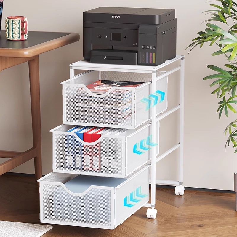Under Desk Shelf Printer Multi-Layer Under Desk Storage Cabinet Movable ...