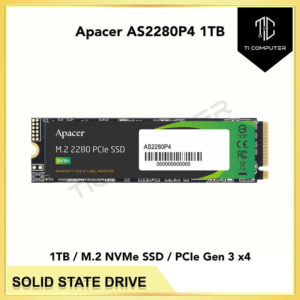 Apacer AS2280P4 M.2 NVMe PCIe Gen3 SSD 1TB Internal Solid State Drive ...