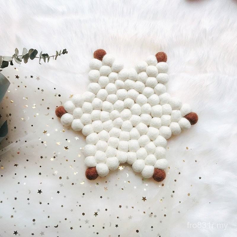 Zakka Jepun Krismas Terhad Coaster Bentuk Bintang Bulu Felt Gaya Nordic ...