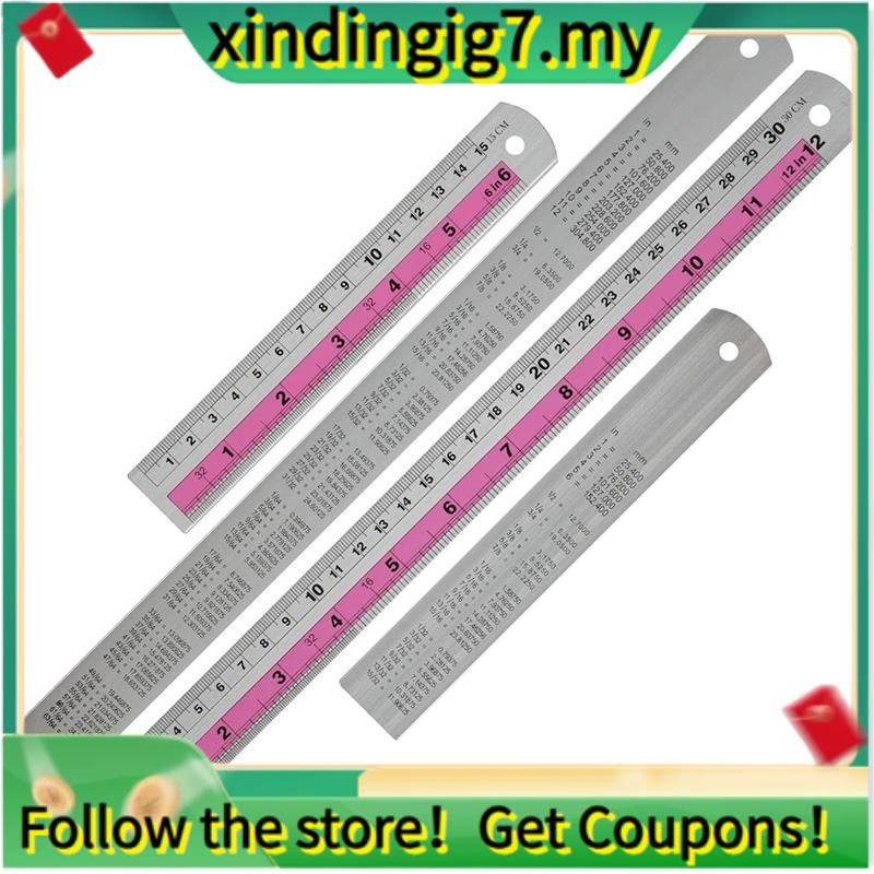 【IN STOCK】12+6 Inch Metal Ruler Set-Straight Edge Ruler Has Both ...