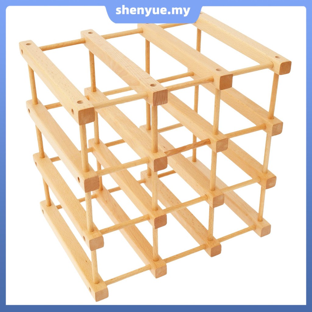 12 Bottles Red Wine Rack Organizer Wooden DIY Assembled Wine Rack ...