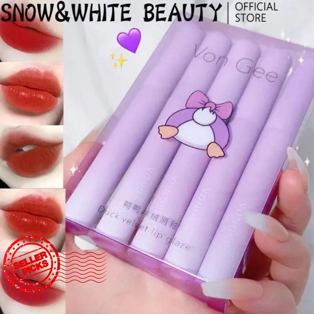 5 Pcs Velvet Lip Tint Set Waterproof Lipstick Set Matte Tint Lip Set ...